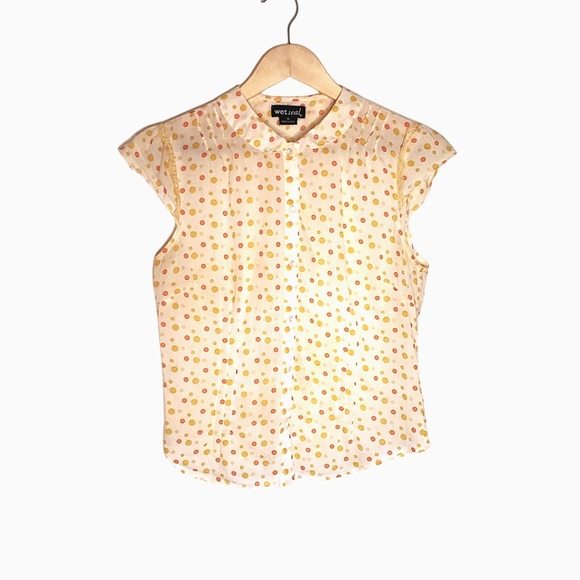Wet Seal | Tops | Classic Cutie Citrus Polka Dot Short Sleeve Lacy 5s ...